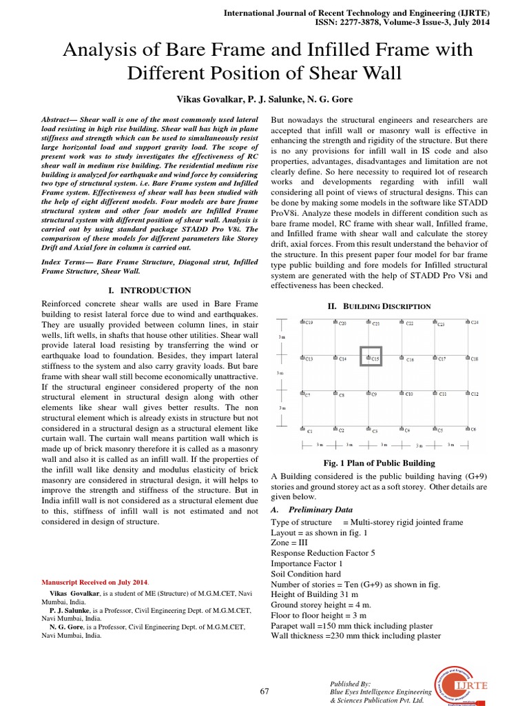 Bare vs Infilled Frame Analysis | PDF | Framing (Construction) | Stiffness