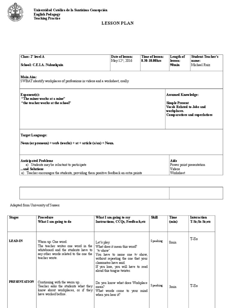 Lesson Plan PPP Lesson 4 | PDF | Teaching | Learning