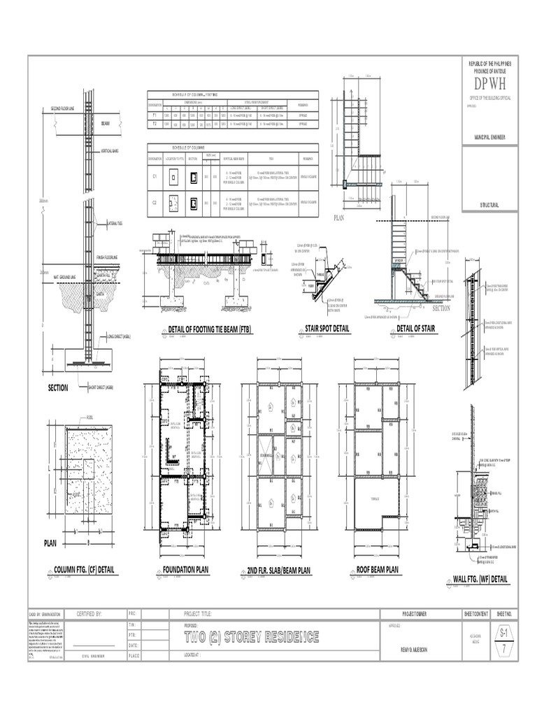 Structural Plans for Two-Storey Residence | PDF