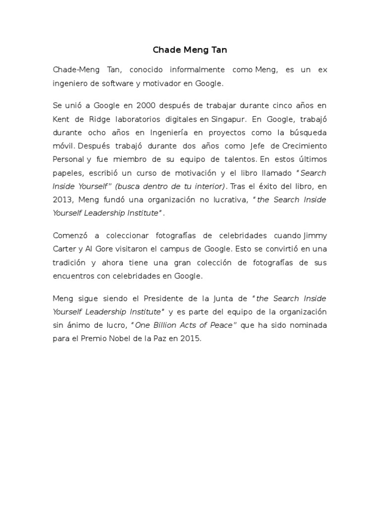 Chade Meng Tan | PDF | Relaciones personales, crianza y desarrollo personal