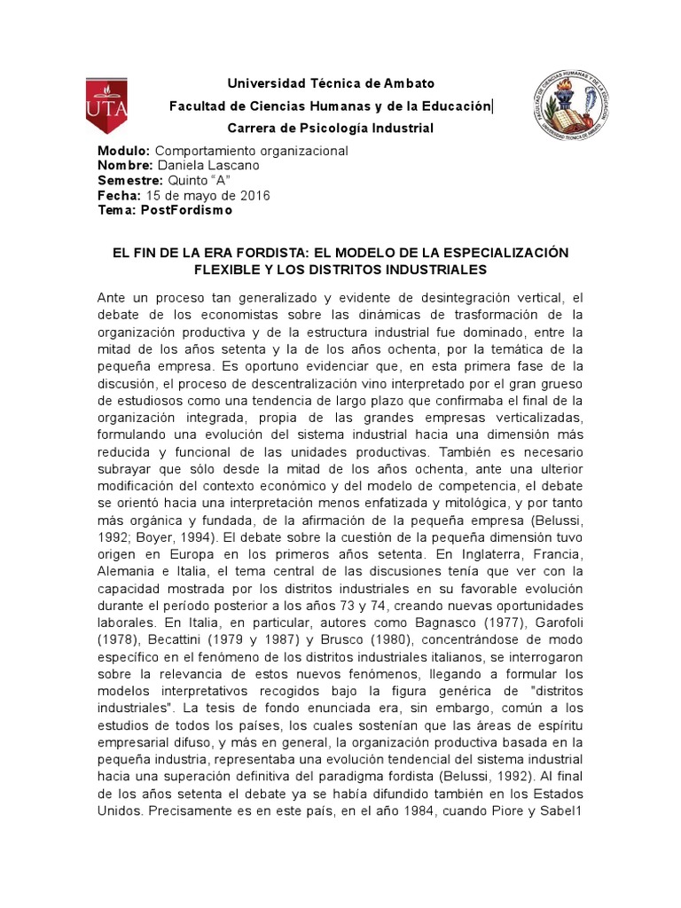 Postfordismo | PDF | Mercado (economía) | Evolución