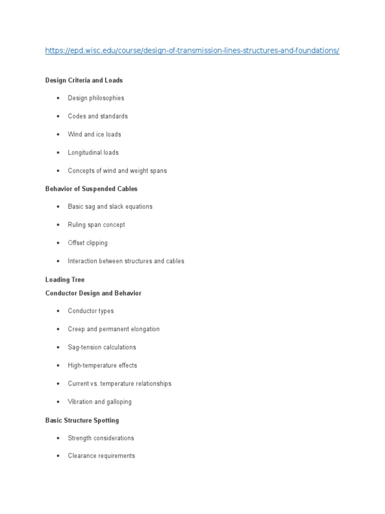 Design of Transmission Lines, Structures, and Foundations | PDF