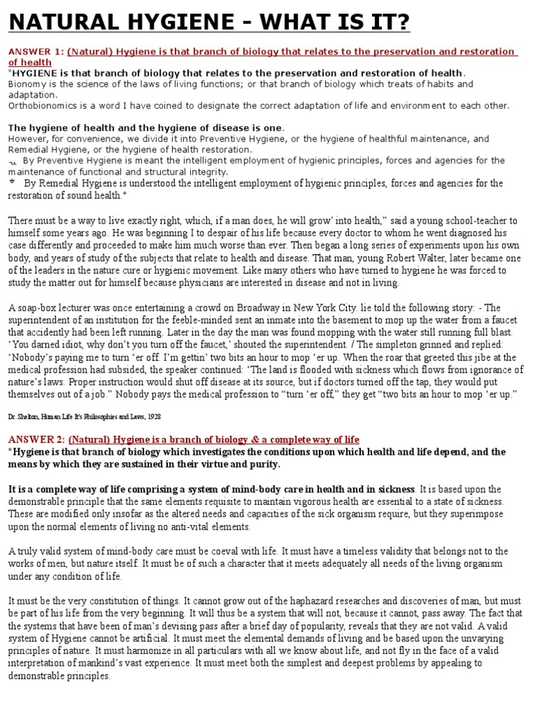 Natural Hygiene What Is It | PDF | Cancer | Pathology