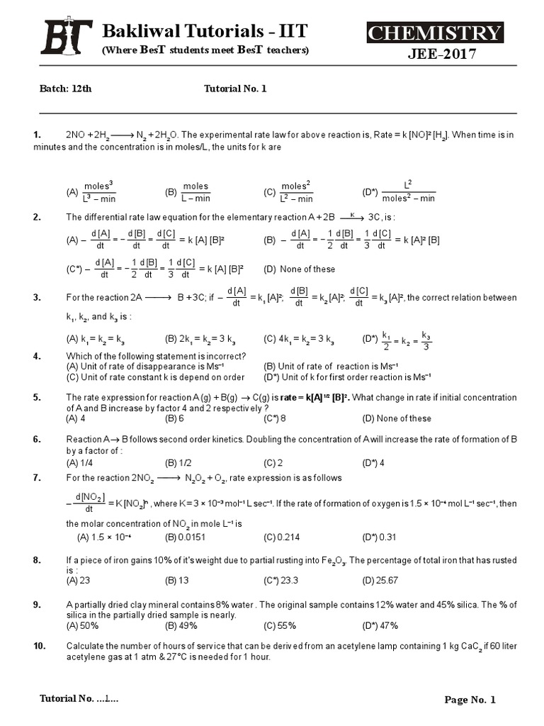 Bakliwal Tutorials - IIT: Chemistry | PDF | Teaching Methods ...