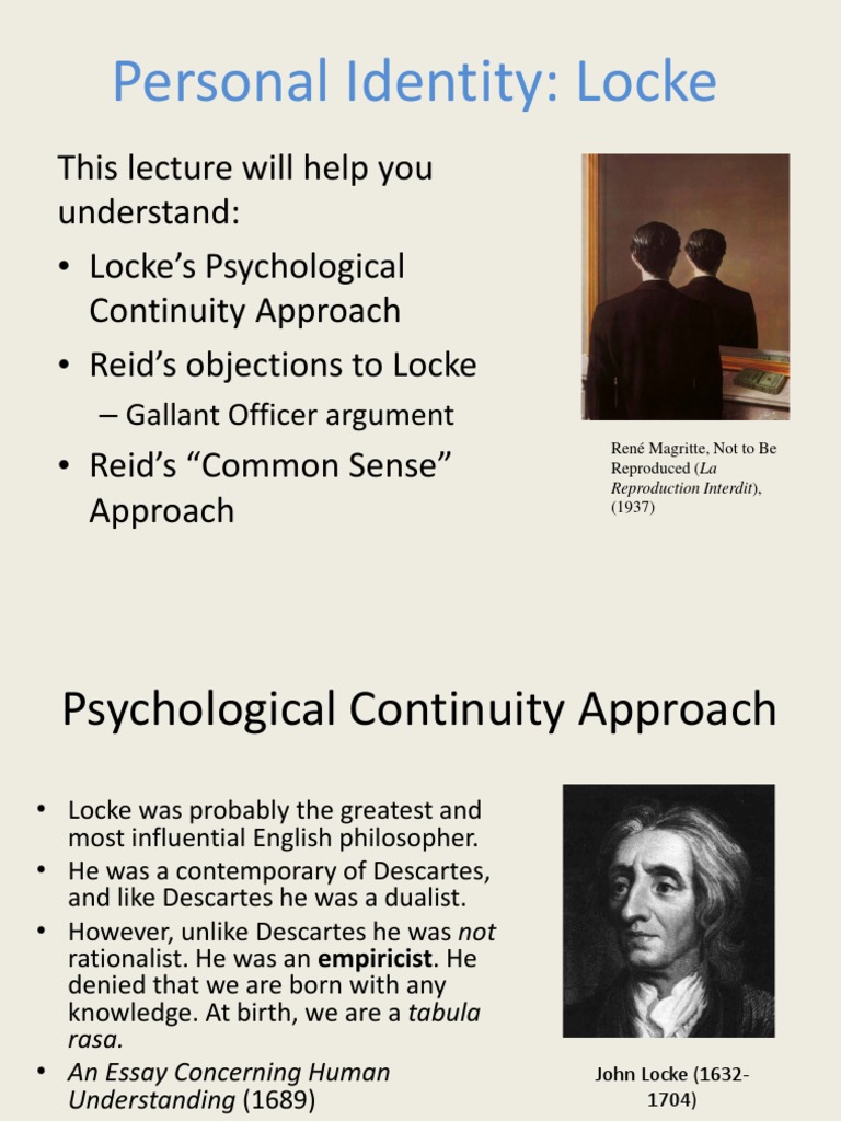 Phil 102 Personal Identity Locke and Reid | John Locke | Consciousness