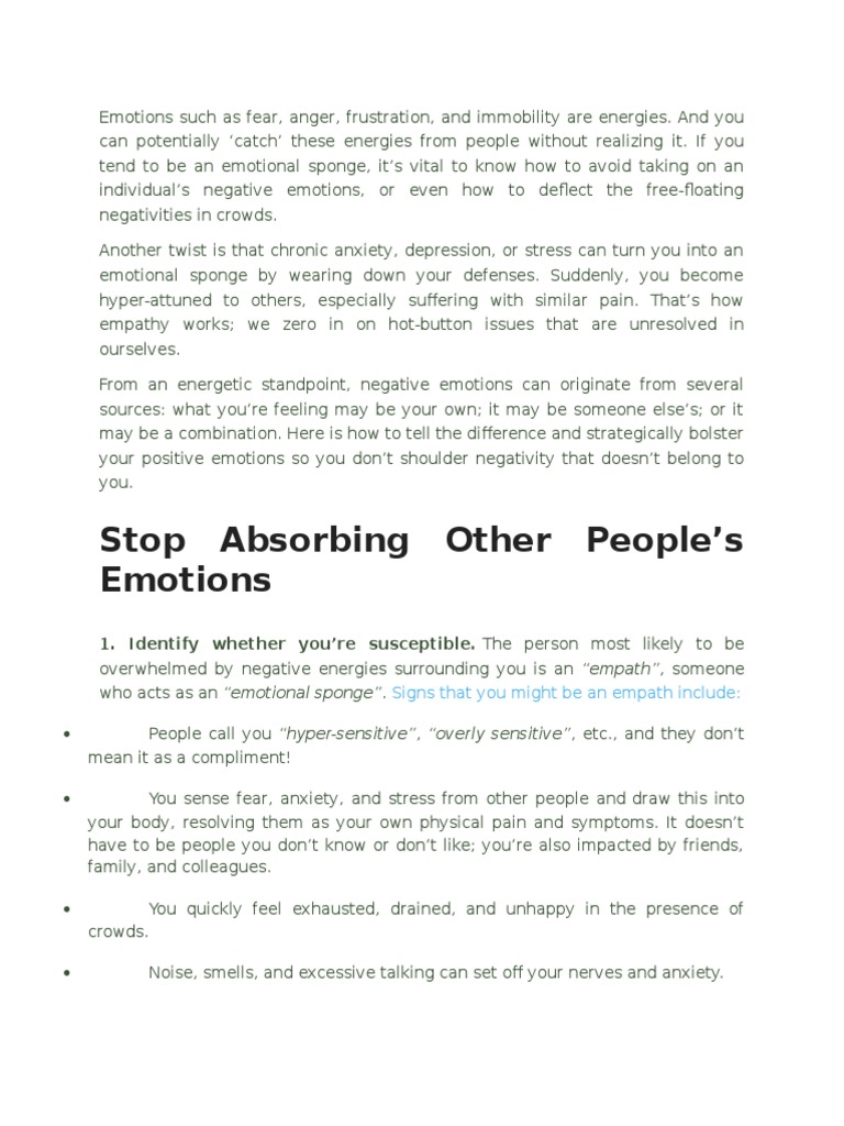 Stop Absorbing Other People's Emotions | PDF | Empathy | Emotions