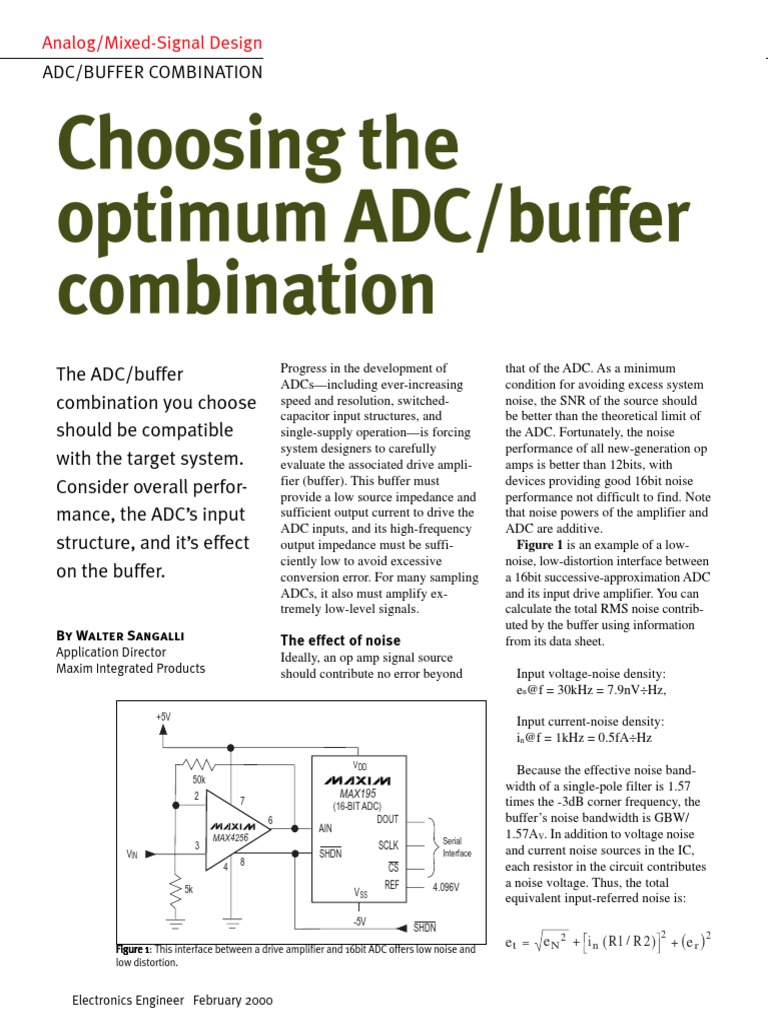Choosing Optmized ADC - Buffer Combination | PDF | Analog To Digital Converter | Amplifier