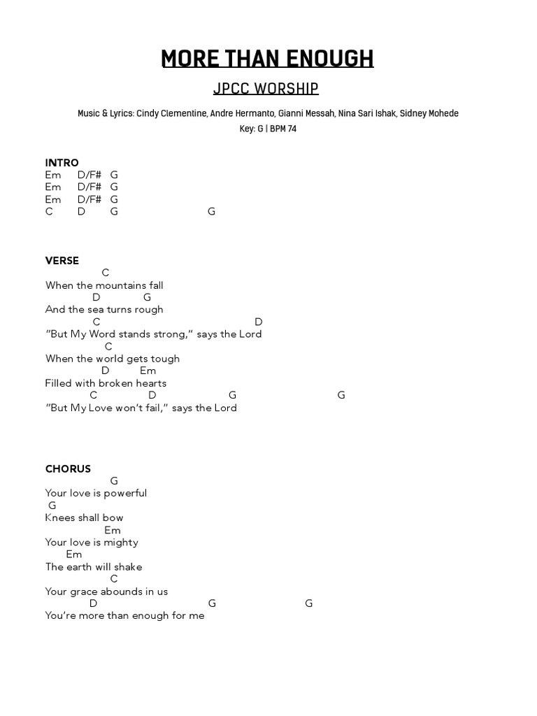 More Than Enough Music Sheet | PDF