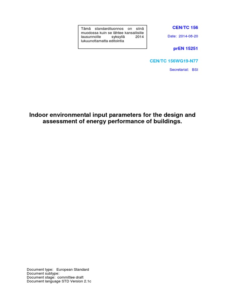 EN NBN 15251 Standard | PDF