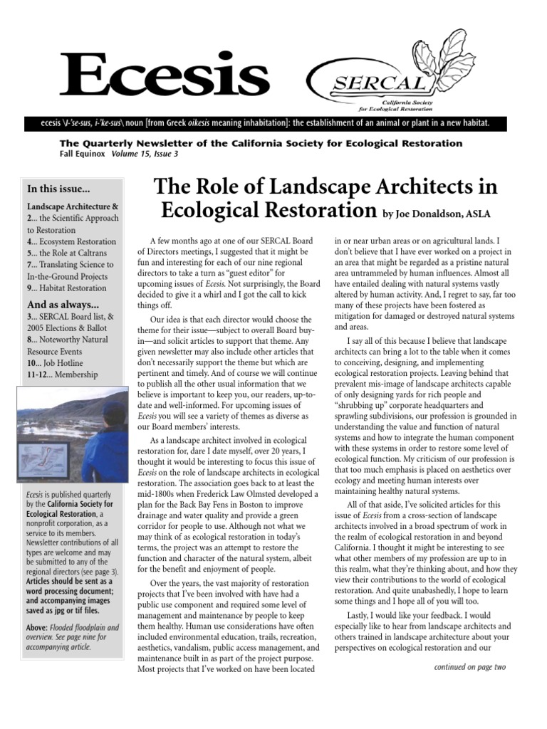Ecesis: The Role of Landscape Architects in Ecological Restoration ...