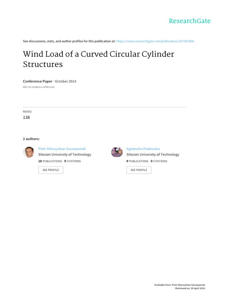 Wind Loading On Curved Circular Cylinder Structures | PDF | Cartesian ...