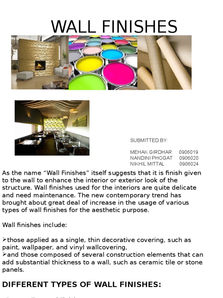 Wall Finishes | PDF | Paint | Tile