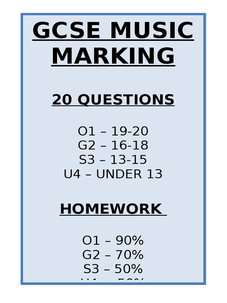 Gcse Music Marking: 20 Questions | PDF