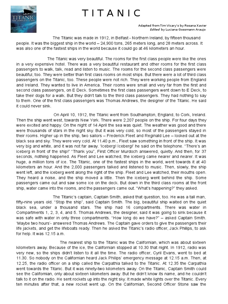 T I T A N I C - Text and Activities | PDF