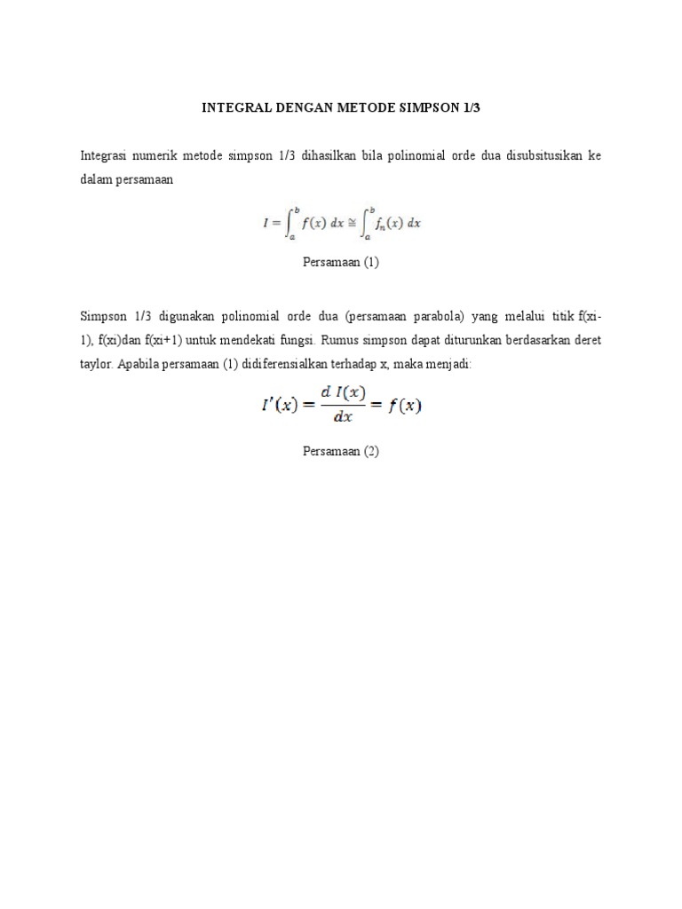 Integral Dengan Metode Simpson 1 | PDF