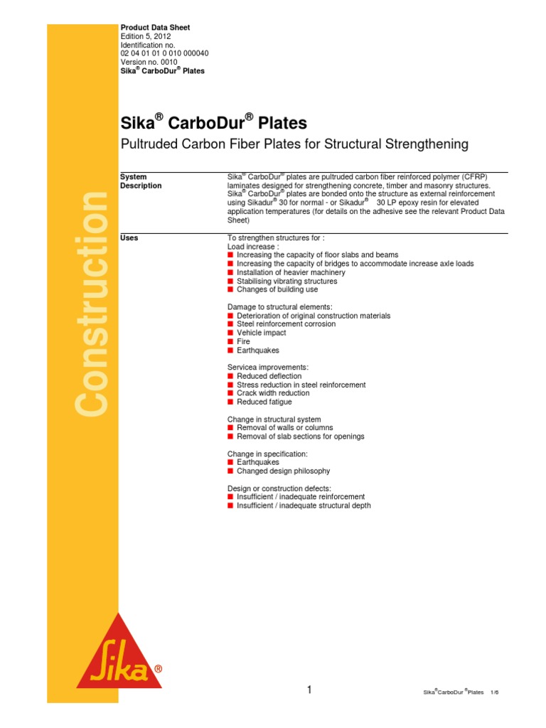 Sika Carbodur Plate Pds | PDF | Structural Steel | Adhesive