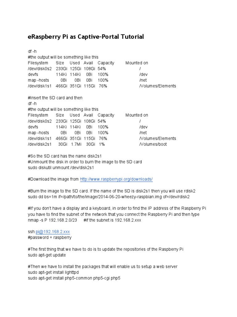 Raspberry Pi Captive Portal | PDF | Ip Address | Internet Architecture