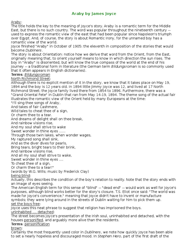 Araby | PDF | James Joyce | Romanticism