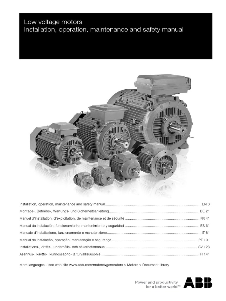 Standard Manual LV Motors ML RevF Lores | Bearing (Mechanical) | Cable