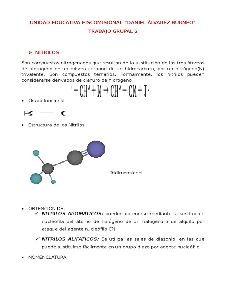 informe nitrilos | Compuestos químicos | Ciencias fisicas