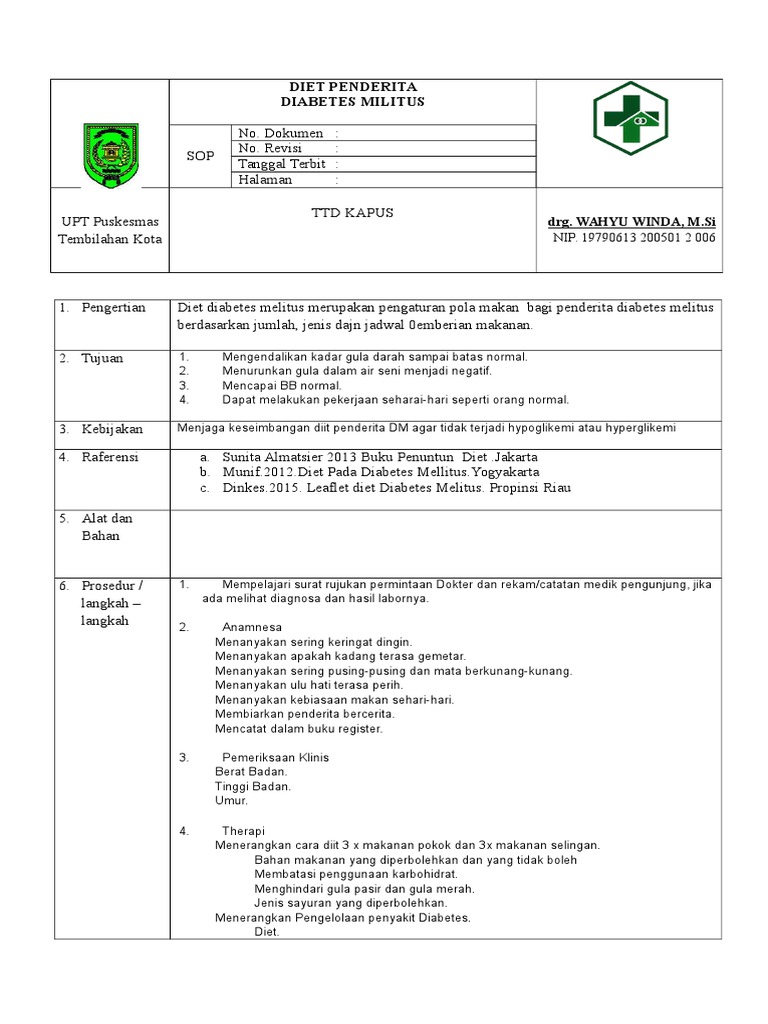 Sop Diet Penderita DM Baru | PDF