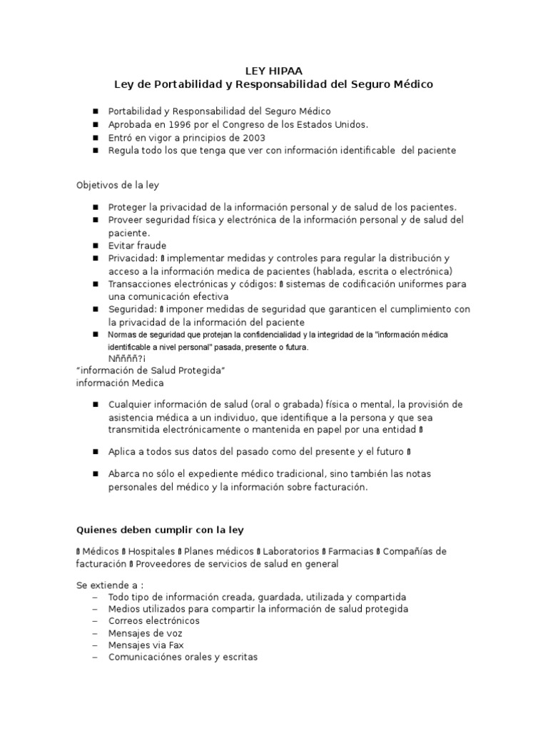 LEY HIPAA | Violación | Información