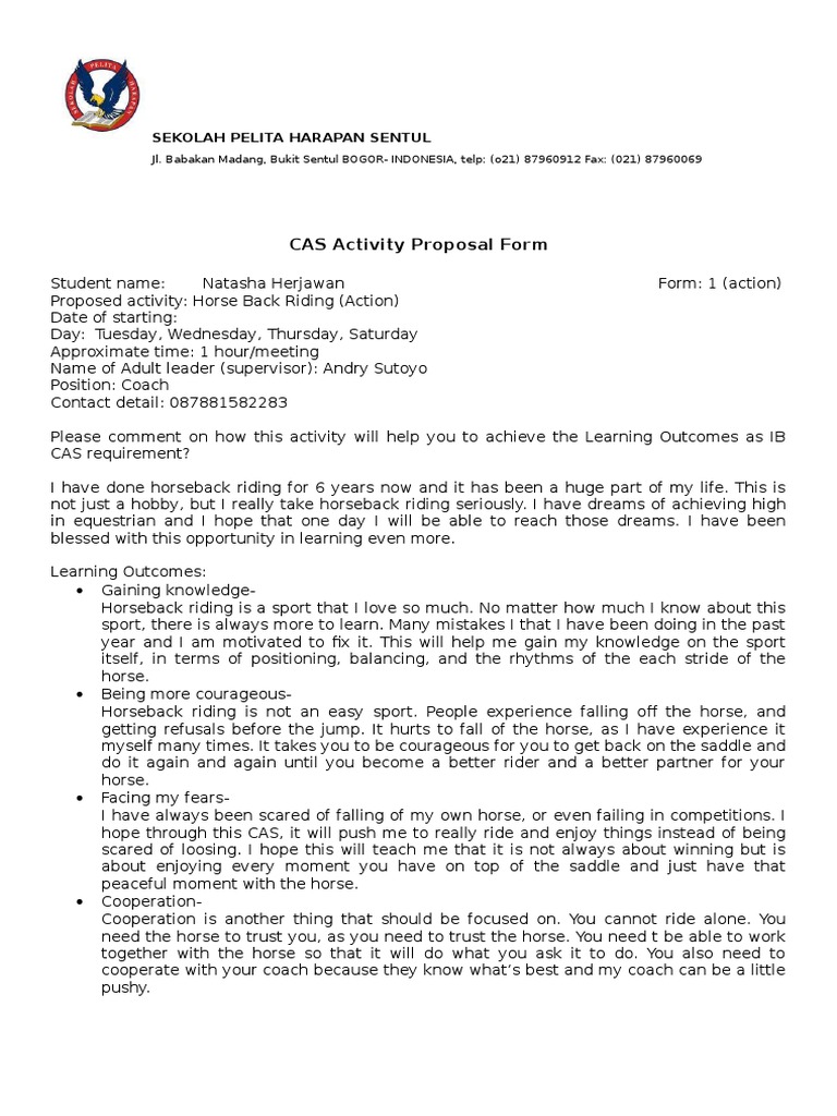 Horseback Riding CAS Proposal | PDF | Equestrianism | Horses