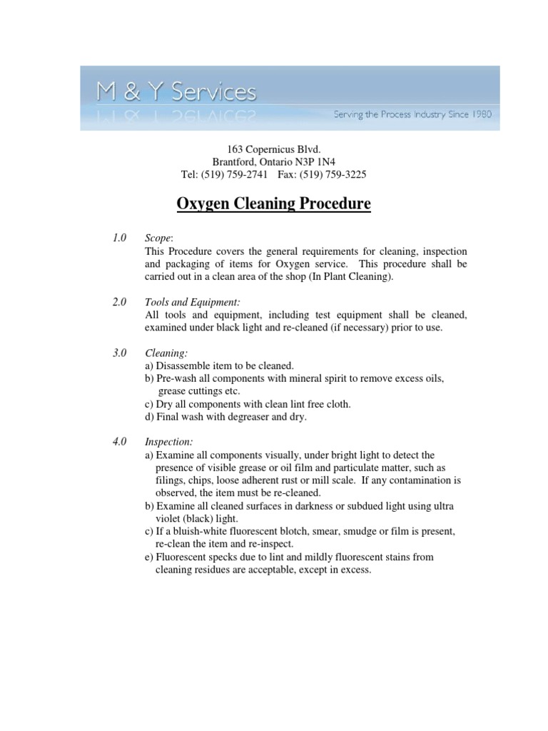 Oxygen Cleaning Proceedure | PDF