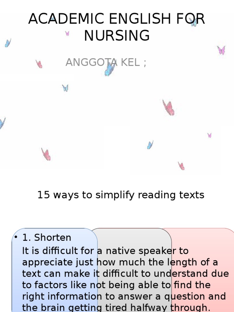Academic English For Nursing | PDF | Speed Reading | Reading Comprehension