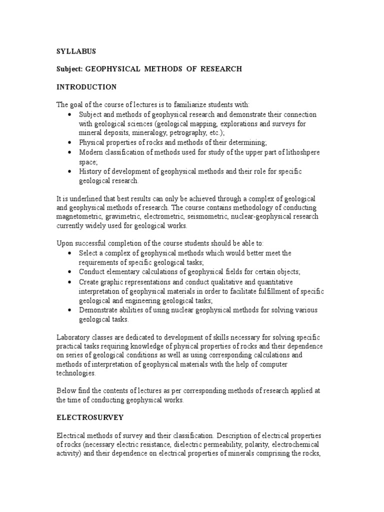 Geophysical Methods of Research | PDF | Geophysics | Reflection Seismology