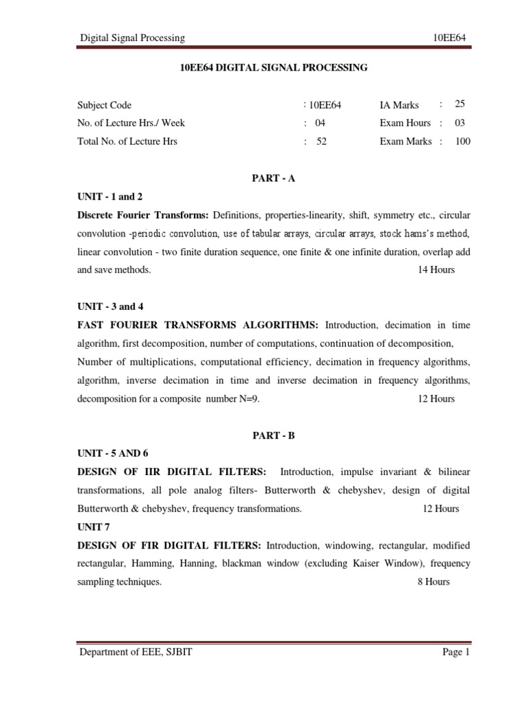 Digital Signal Processing Notes | PDF