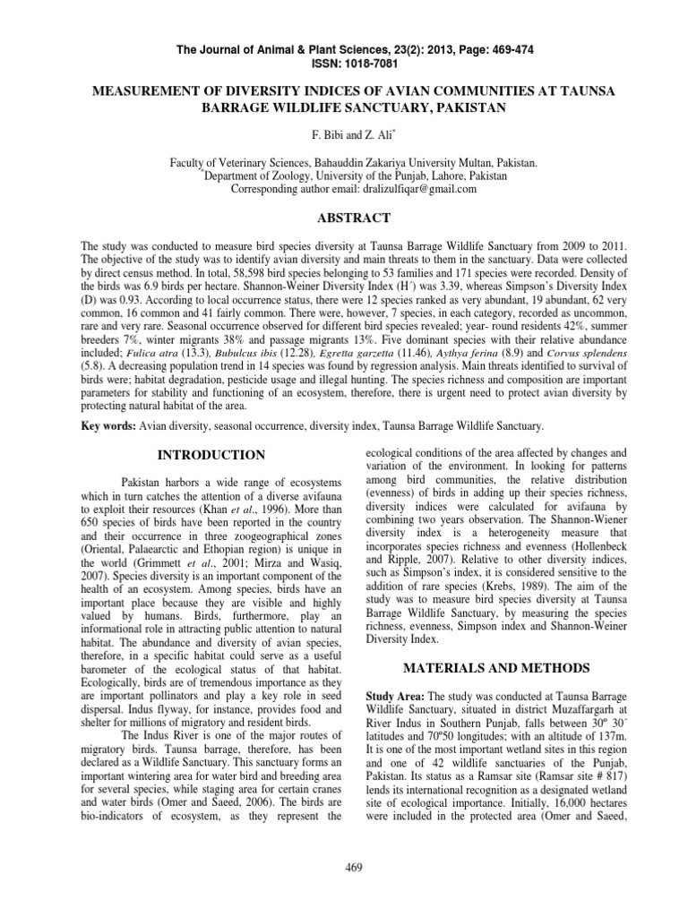 Shannon Wiener Diversity Index Calculation | PDF | Biodiversity | Ecology