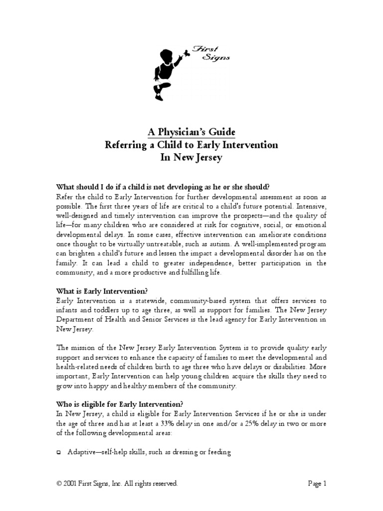 Early Intervention for New Jersey Children | PDF | Human Development ...