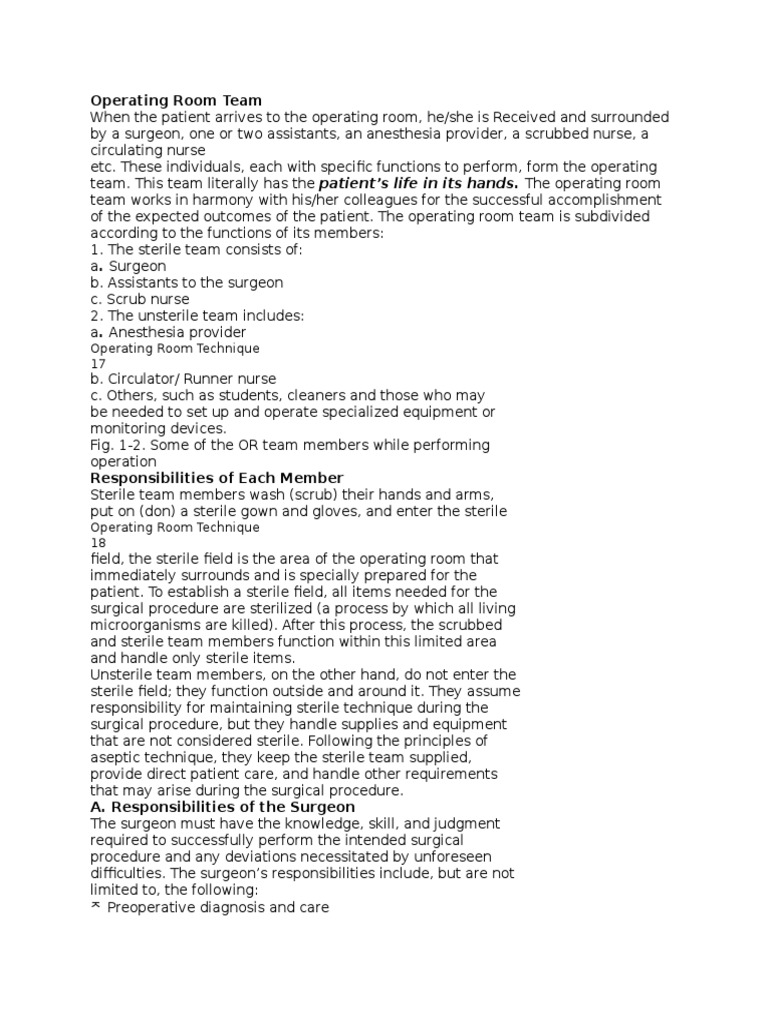 Operating Room Team | PDF | Surgery | Operating Theater