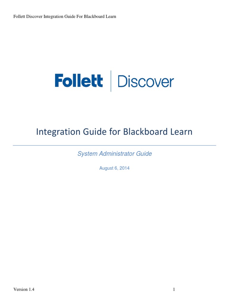 Follett Discover Integration Guide For Blackboard Learn v1 4 | PDF ...