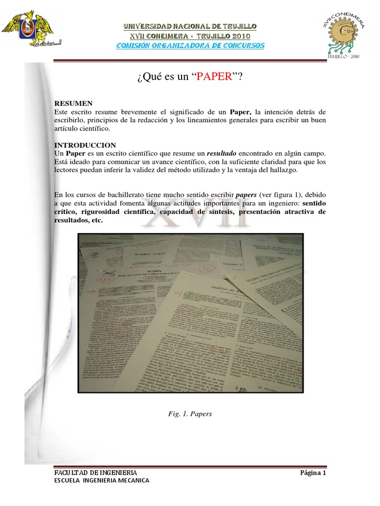 Que Es Un Paper. UNT | PDF | Método científico | Science