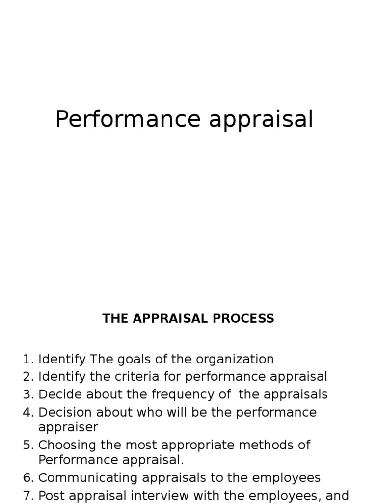 Performance Appraisal Process Overview | PDF | Performance Appraisal ...