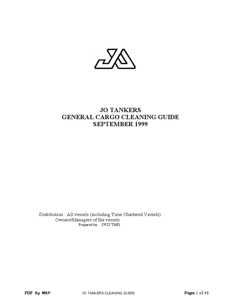 JO Tankers Tank Cleaning Guide | PDF | Soap | Water