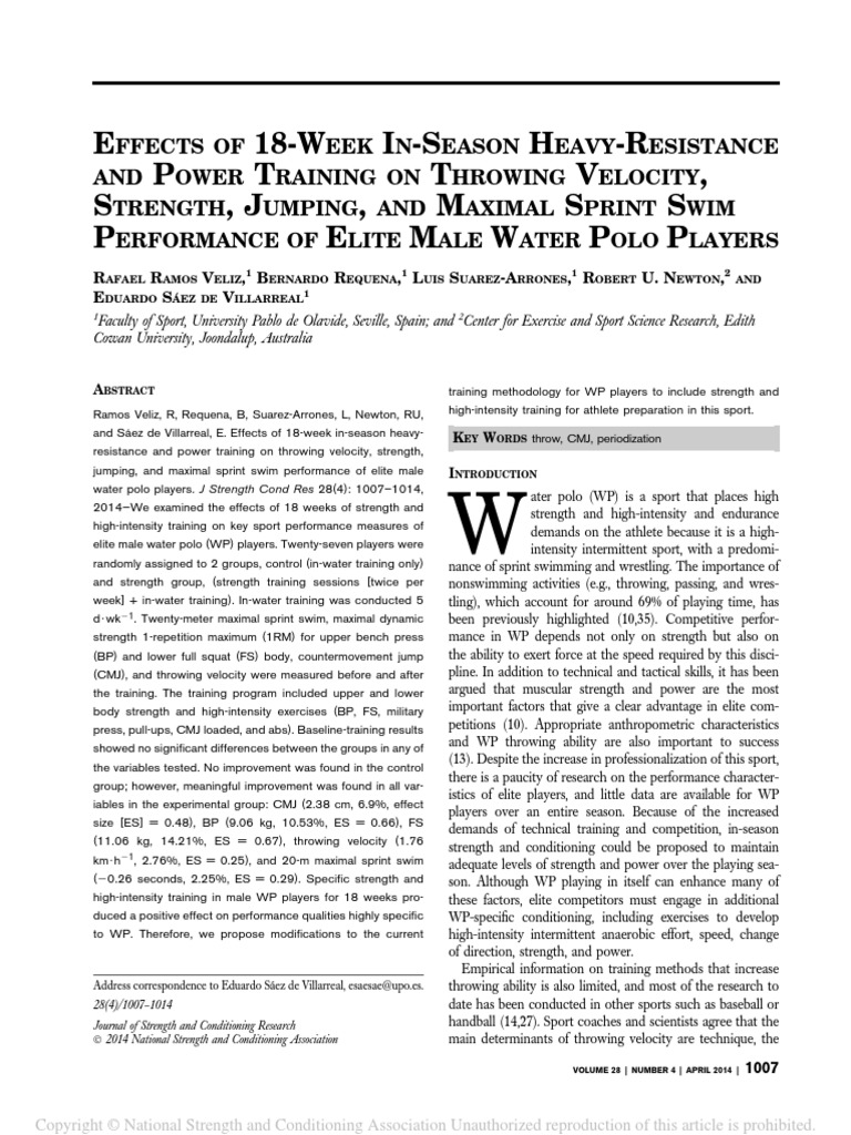 Training Program Water Polo | PDF | Strength Training | Effect Size