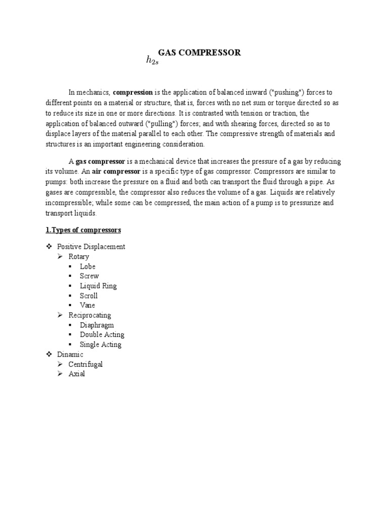 Gas Compressor: 1.types of Compressors | PDF | Gas Compressor ...
