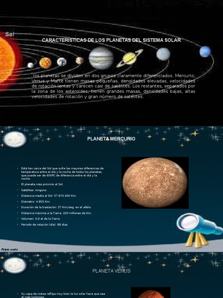 Características de Los Planetas Del Sistema Solar | PDF | Júpiter | Saturno