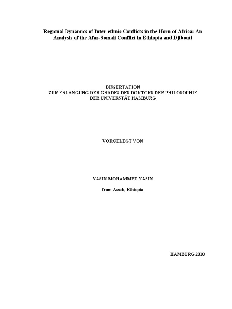 An Analysis of The Afar Somali Conflict in Ethiopia and Djibouti | PDF ...