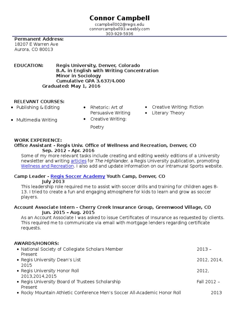 Connor Campbell's Resume and Experience | PDF