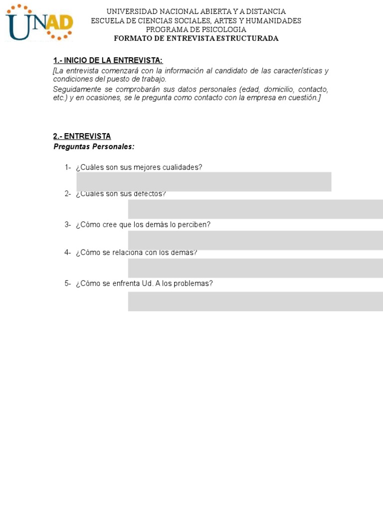 Modelo de Entrevista | PDF