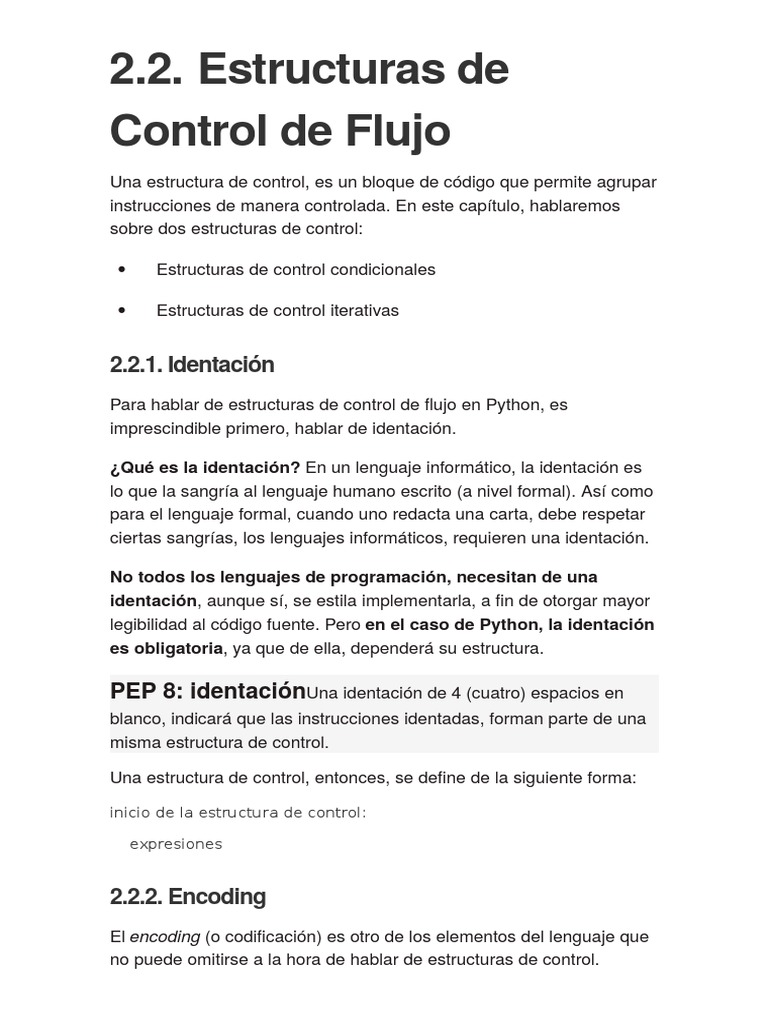 Estructuras de Control en Python | PDF | Python (lenguaje de programación) | Flujo de control