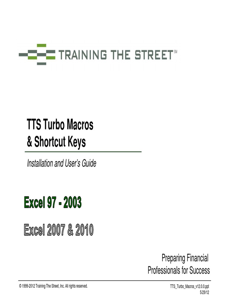 TTS Turbo Macros v12.0 | PDF | Microsoft Excel | Computing
