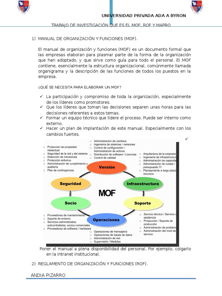 MOF, ROF y MAPRO: Guía Completa | PDF | Regulación | Liderazgo