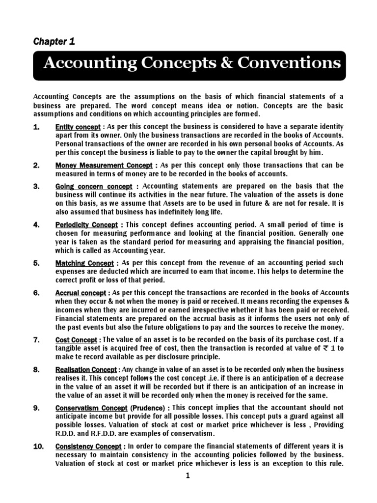 Accounting Concepts and Conventions | PDF | Debits And Credits | Going ... Accounting Concepts and Conventions | PDF | Debits And Credits | Going ...