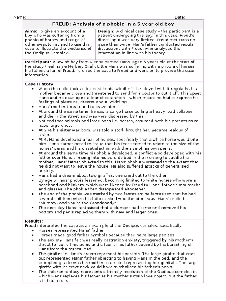 Little Hans | Sigmund Freud | Psychology