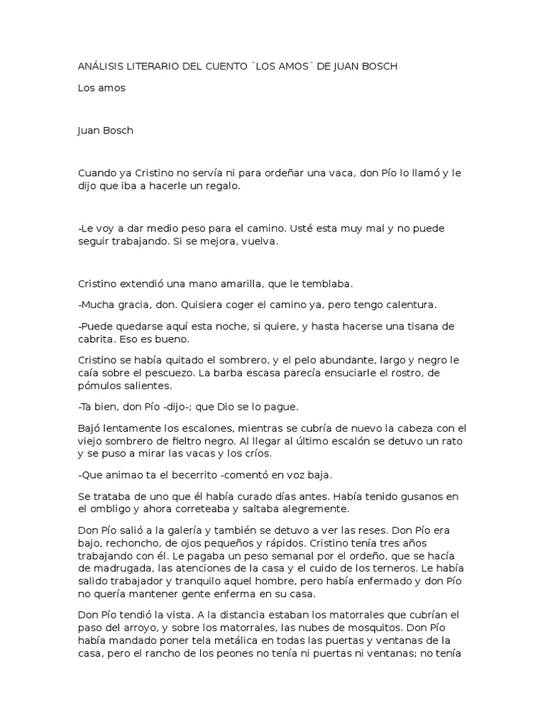 Análisis Literario Del Cuento | PDF | República Dominicana | Vacas